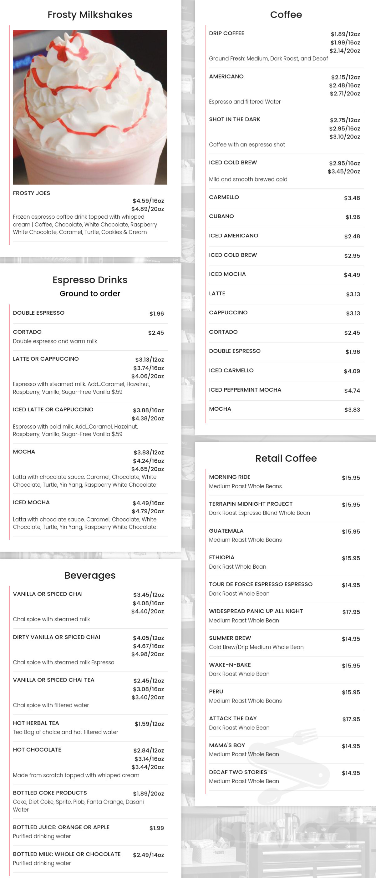 Menu - Jefferson GA's Diesel Donuts and Coffee | Sirved