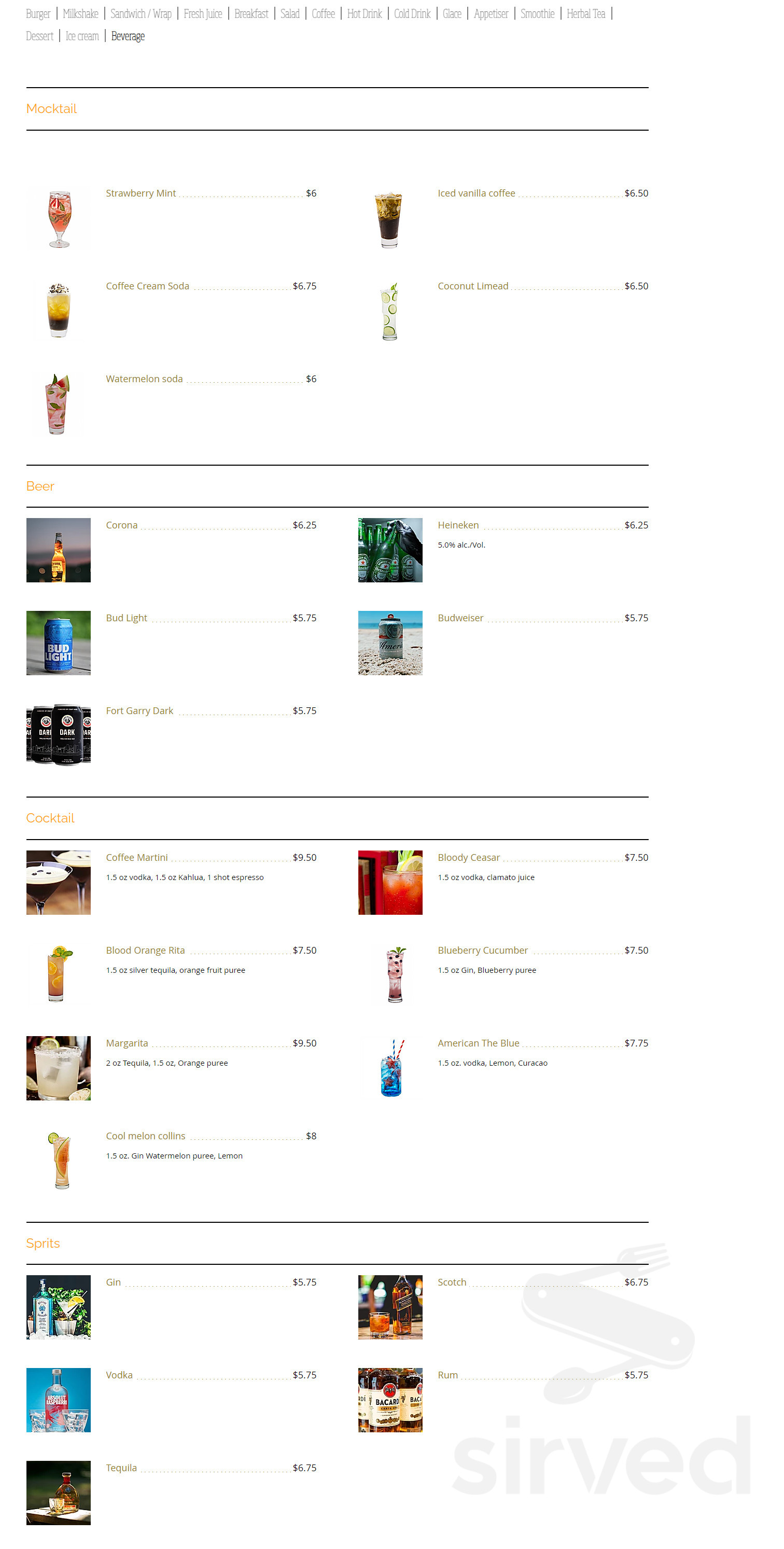 Menu for Next Stop Cafe in Winnipeg, MB | Sirved