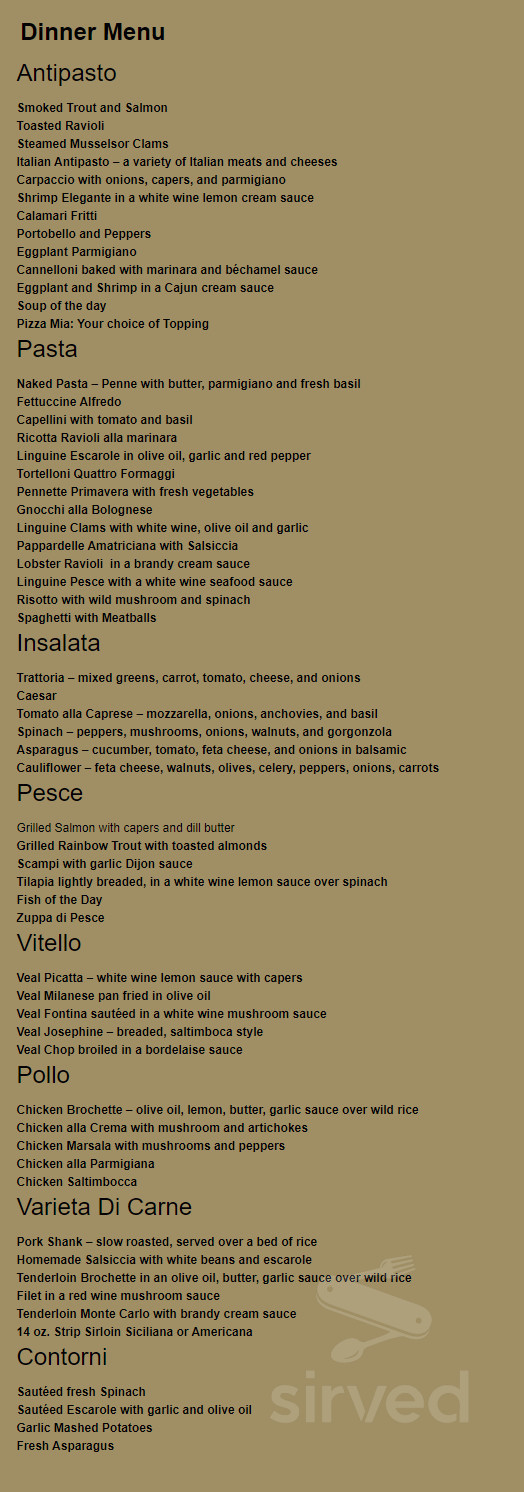 Dominic's Trattoria menus in St. Louis, Missouri, United States