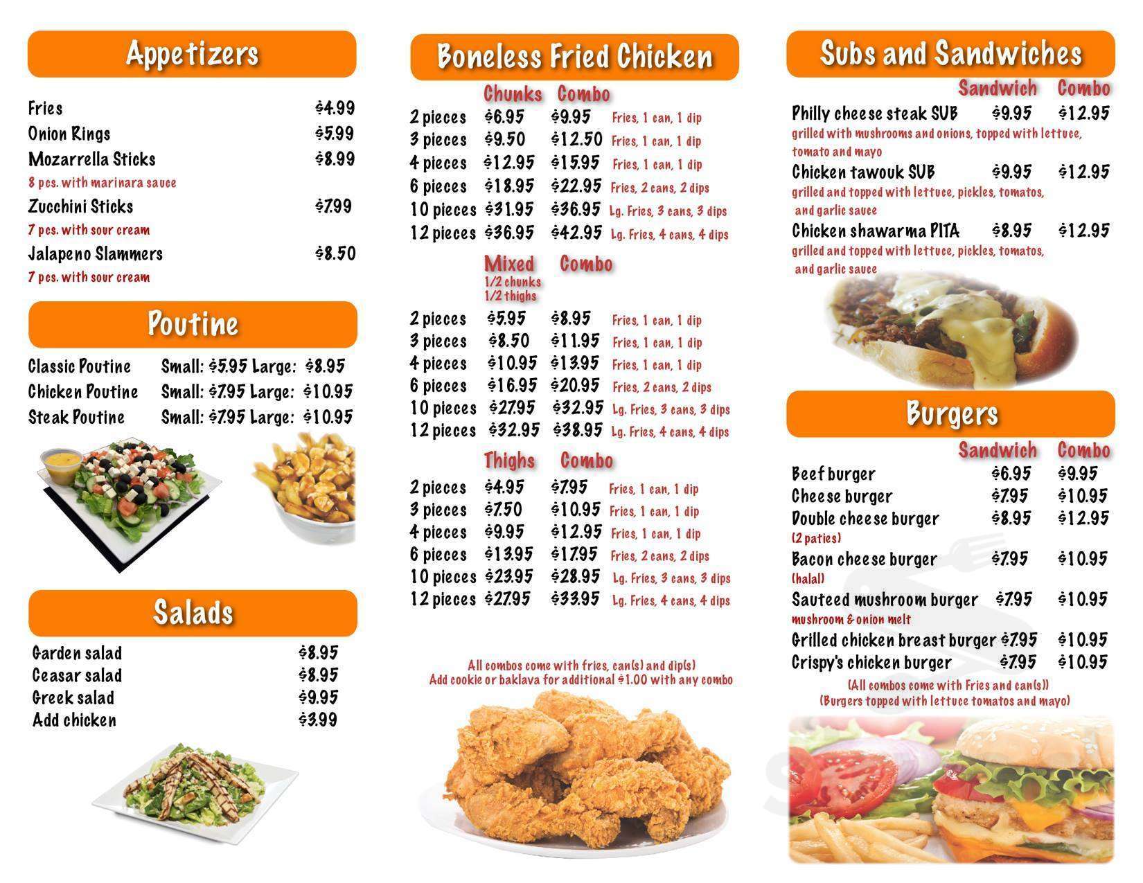 Crispy's Resto Grill menu in Ottawa, Ontario, Canada