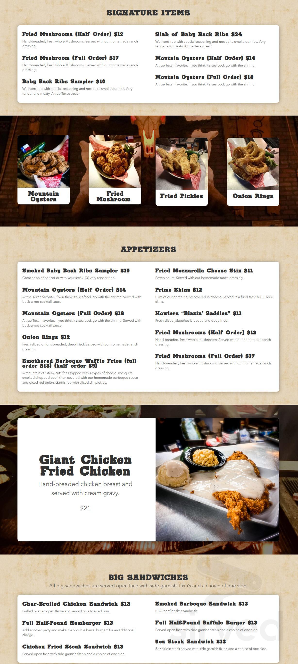 Menu - Amarillo TX's Big Texan Brewery | Sirved