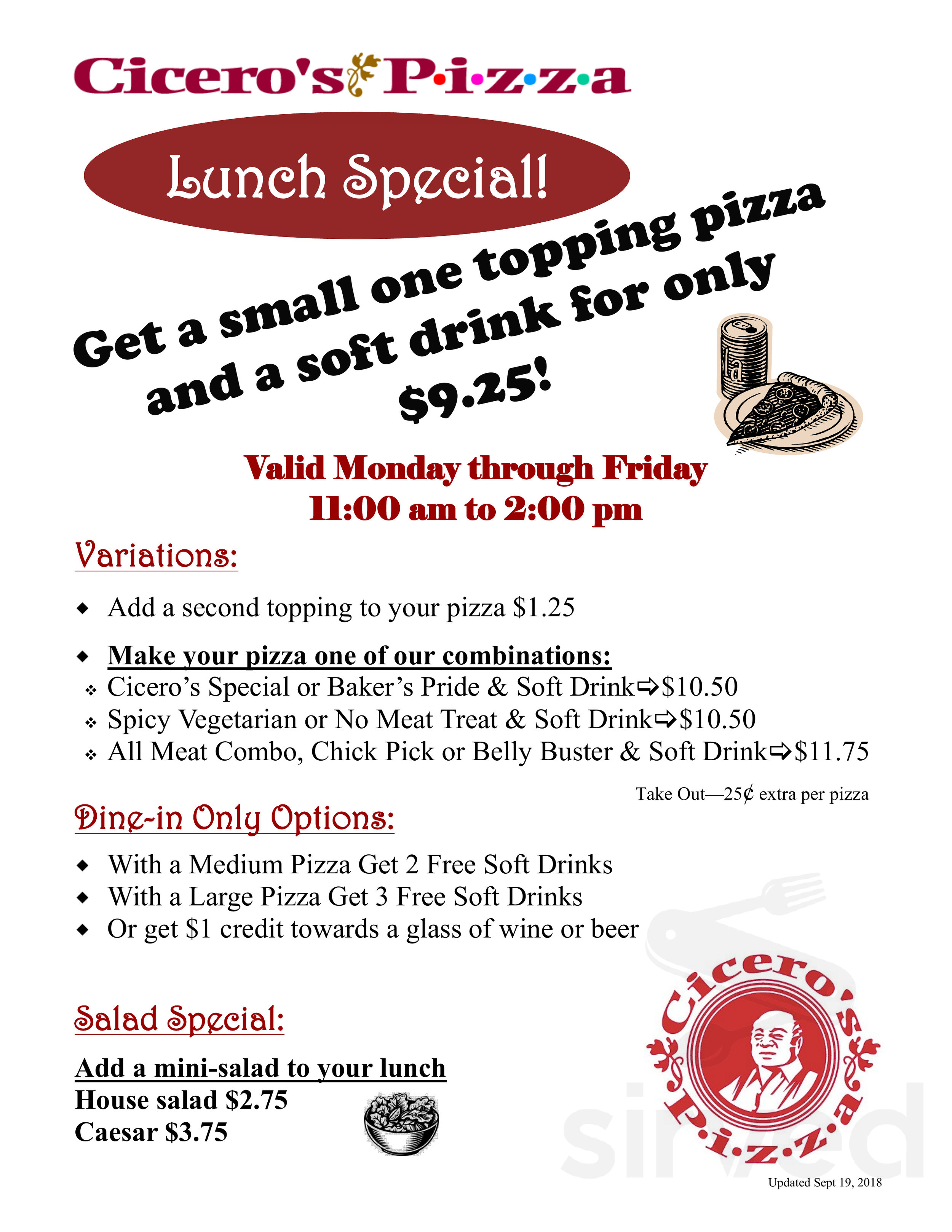 Menu - San Jose CA's Cicero's Pizza | Sirved