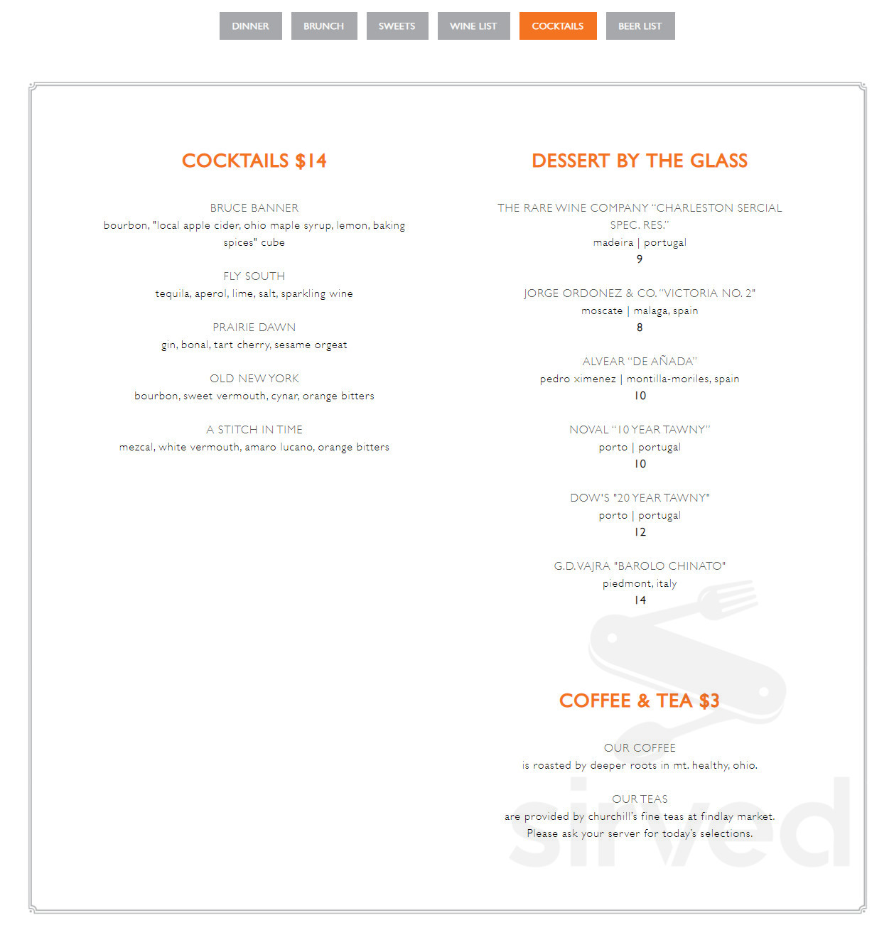 Menu for Salazar Restaurant • Chef Jose Salazar | OTR Restaurant & in ...