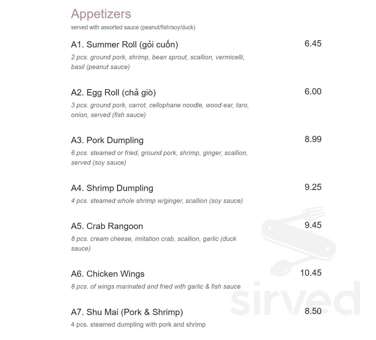 Daddy's Noodle Bar menu in Storrs, Connecticut, USA