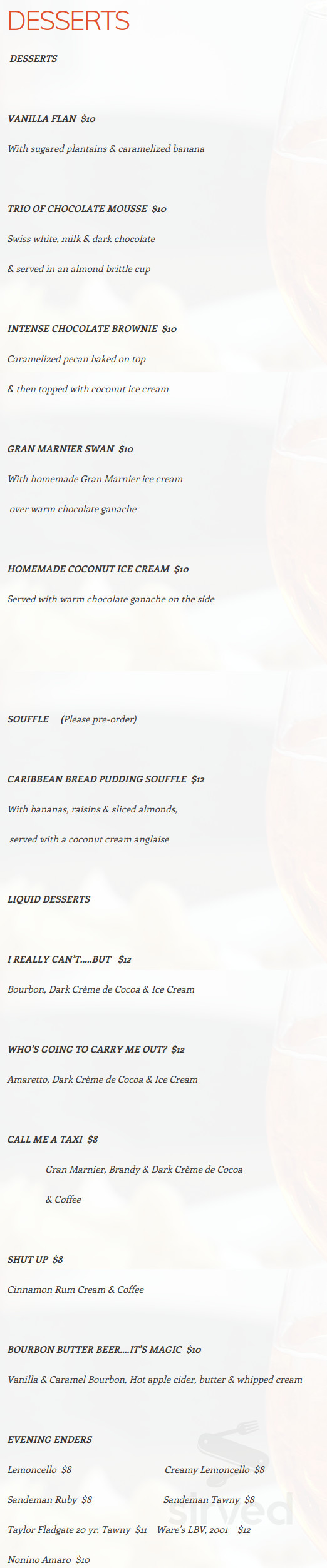 The Silver Fork menu in Manchester, Vermont, USA