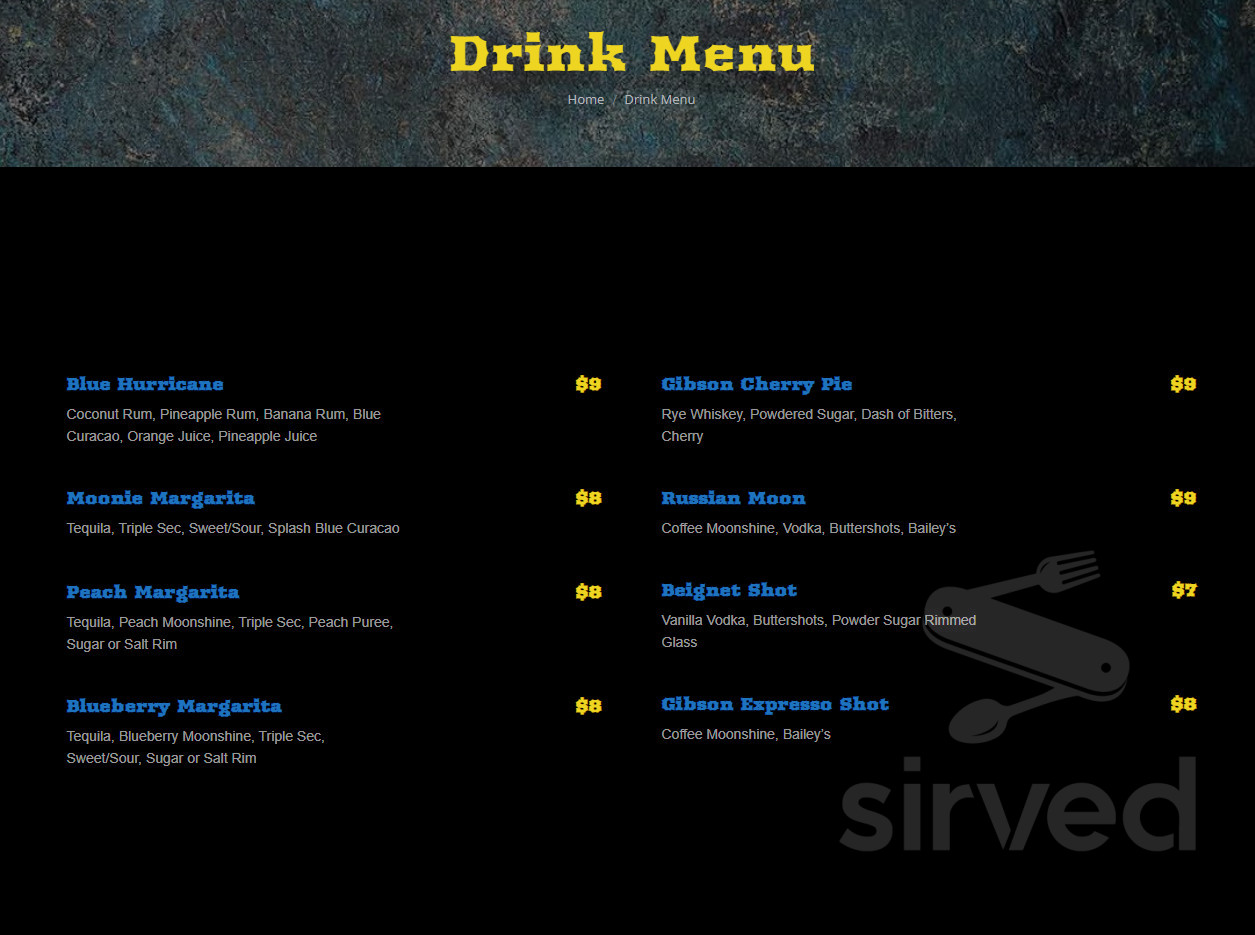 Blue Moon Cafe' Menu - Dothan, Alabama | Sirved