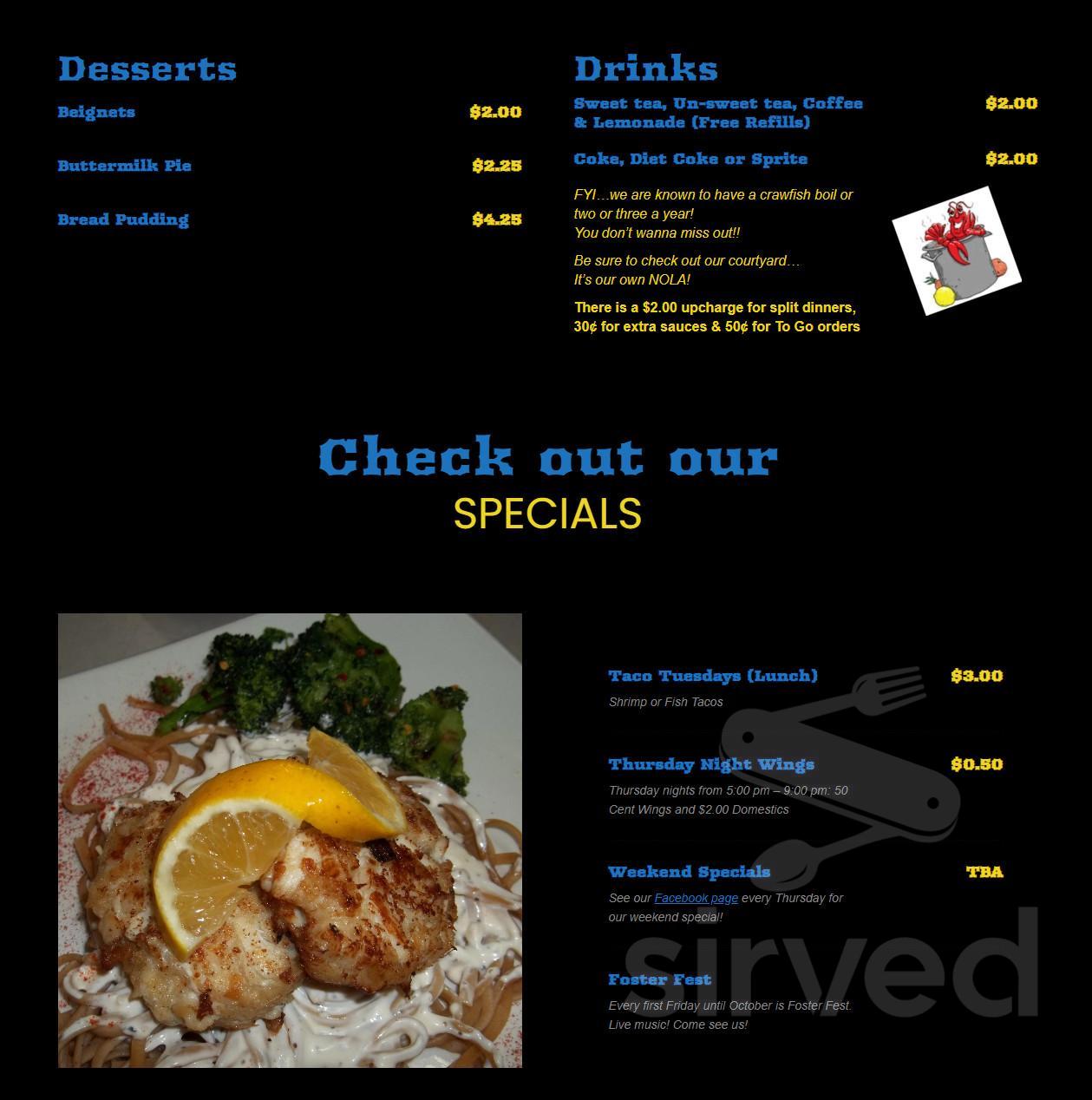 Blue Moon Cafe' menu in Dothan, Alabama, USA