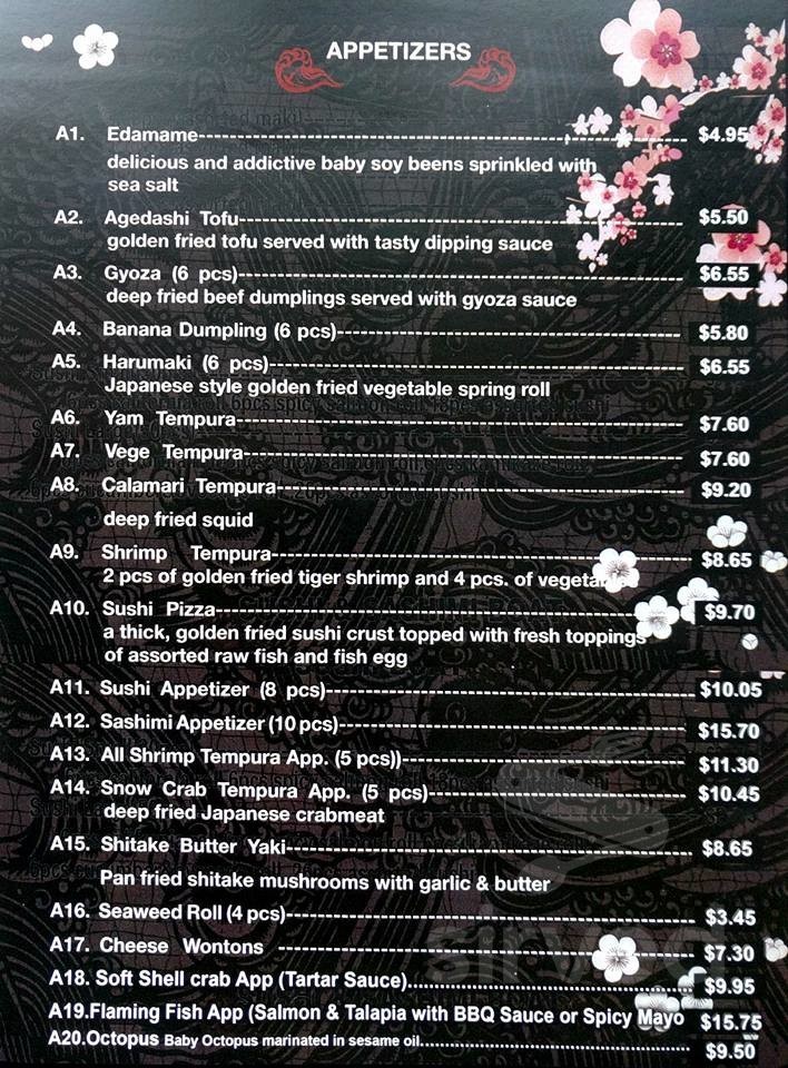 Walkerton Sushi menu in Walkerton, Ontario, Canada