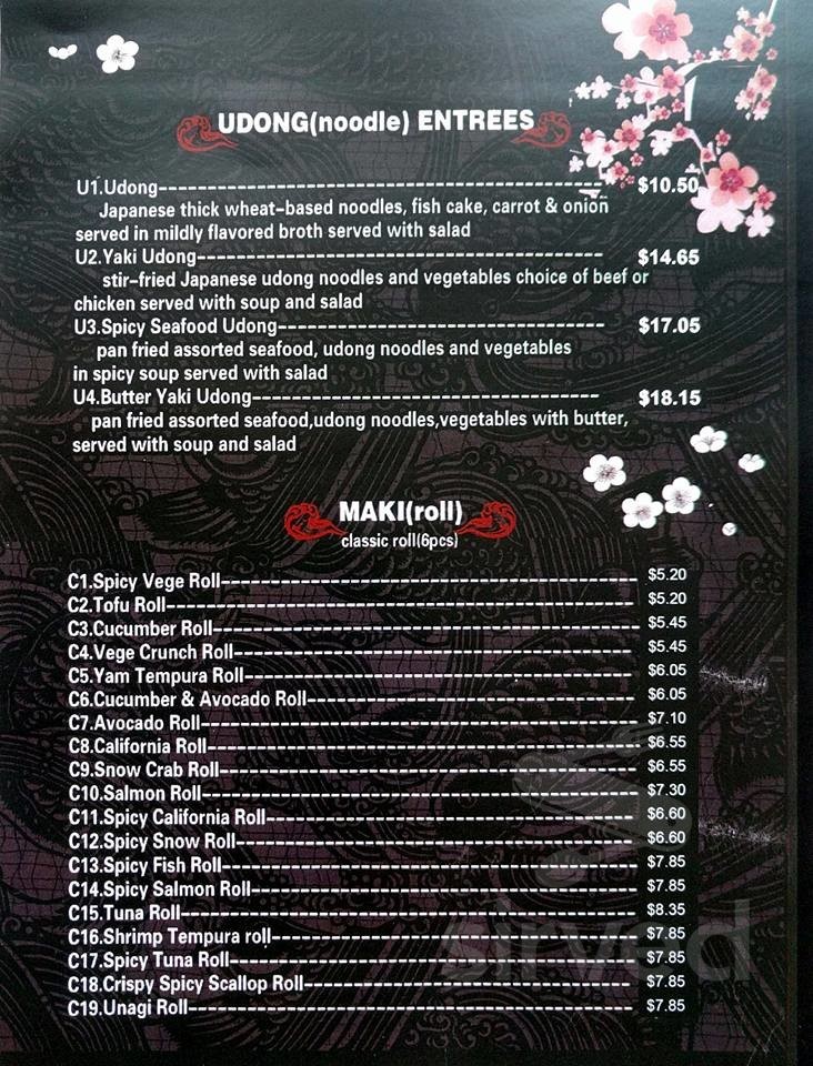 Walkerton Sushi menu in Walkerton, Ontario, Canada