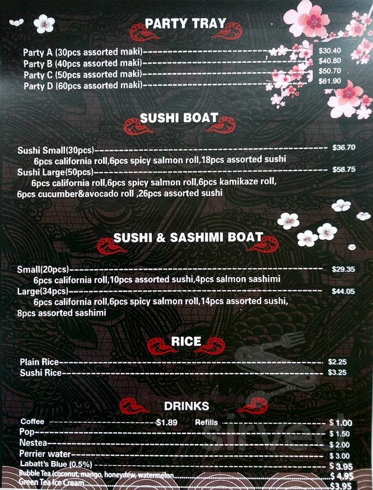 Walkerton Sushi menu in Walkerton, Ontario, Canada