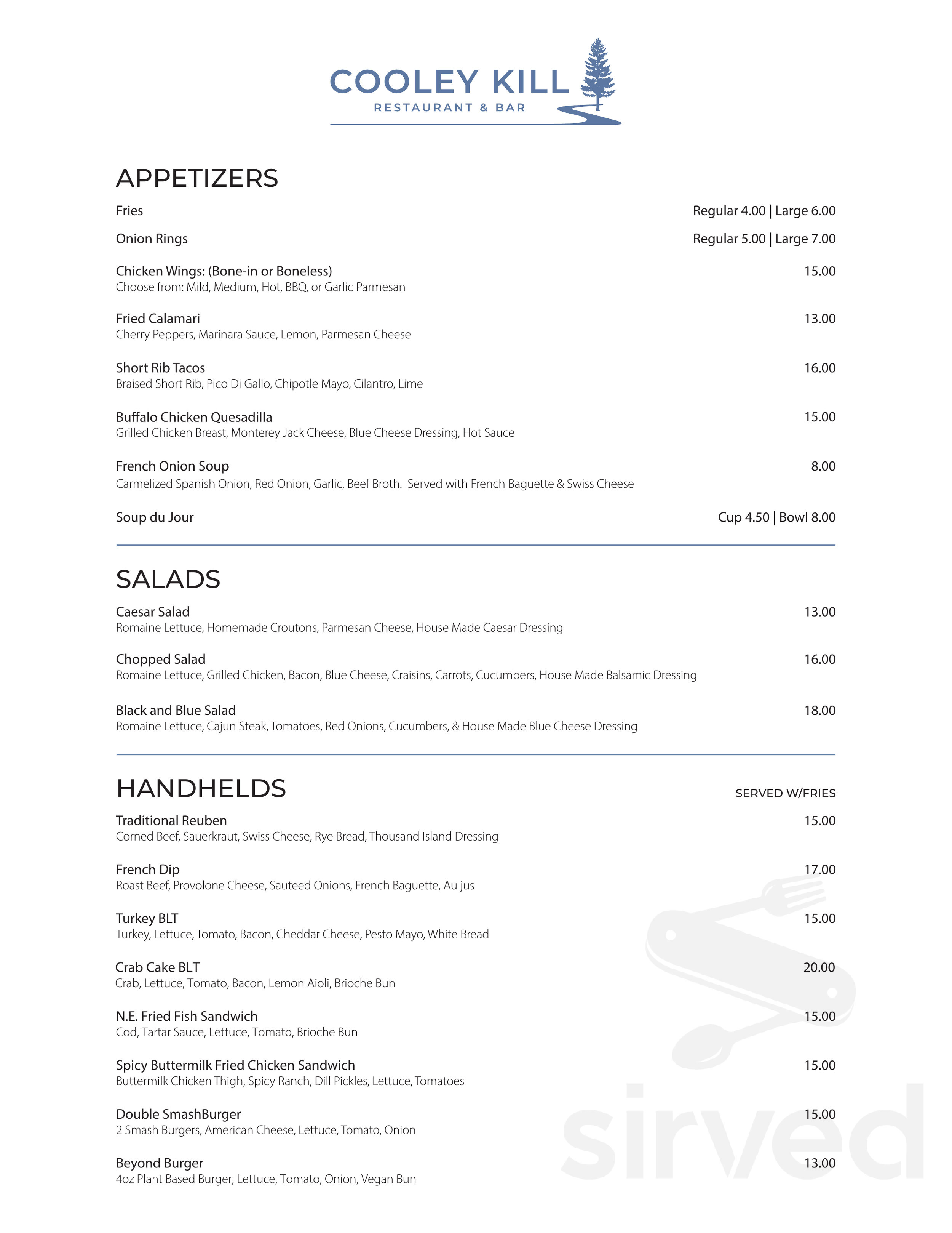 Cooley Kill Restaurant and Bar at Van Patten Golf Club menu in Clifton ...