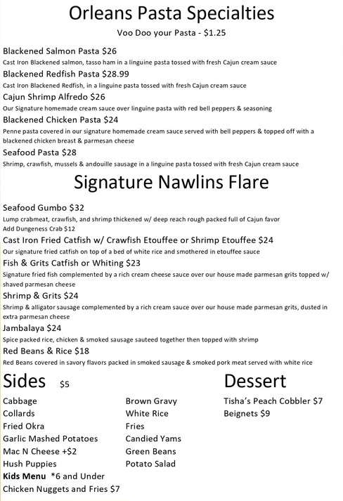 Orleans Bistro & Grill menu in Fredericksburg, Virginia, USA