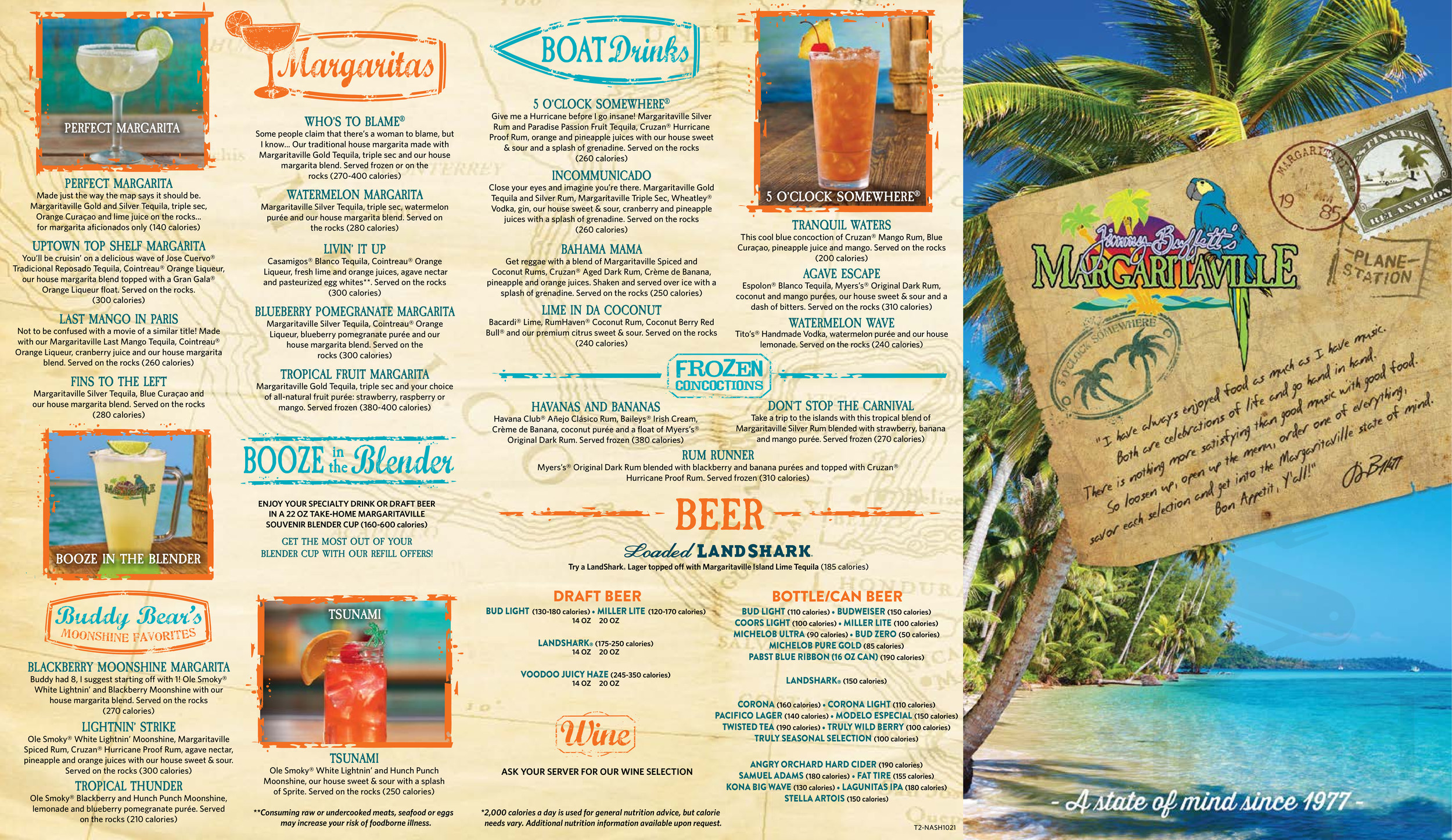 Menu - Nashville TN's Margaritaville Restaurant - Nashville | Sirved