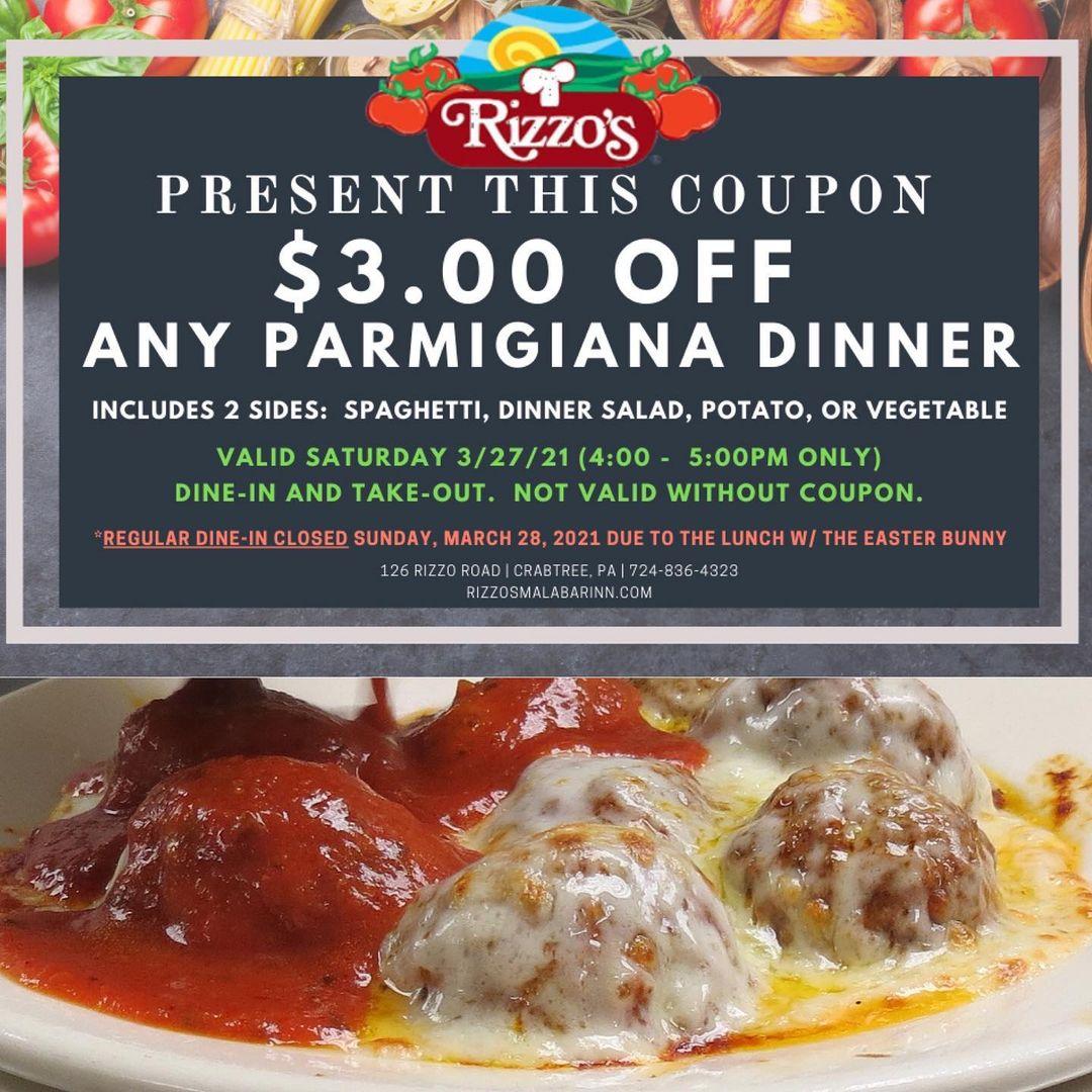 Rizzo's Malabar Inn menu in Crabtree, Pennsylvania, USA