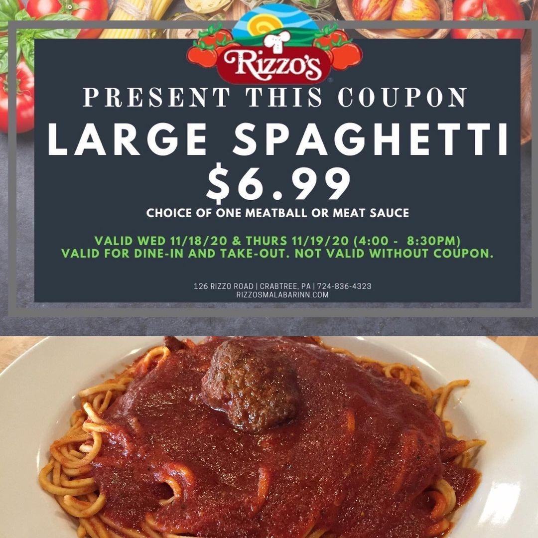 Rizzo's Malabar Inn menu in Crabtree, Pennsylvania, USA