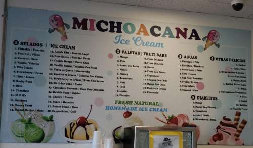 Michoacana Ice Cream menu in Naples, Florida, USA