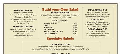 Menu for Central Diner & Grille in Pittsburgh, PA | Sirved