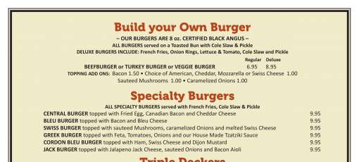 Central Diner & Grille Menu - Pittsburgh, Pennsylvania | Sirved