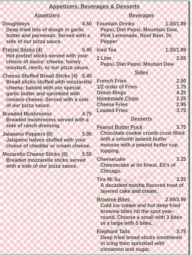 Val's Famous Pizza & Grinders menu in Chesterton, Indiana, USA