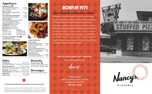 Nancy's Pizzeria menu in Douglasville, Georgia, USA
