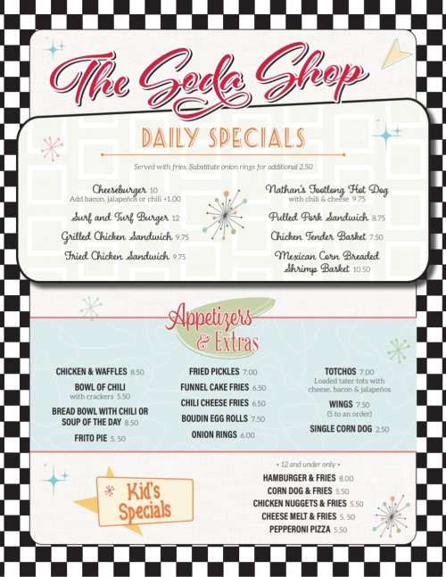 Old Town Slidell Soda Shop menu in Slidell, Louisiana, USA