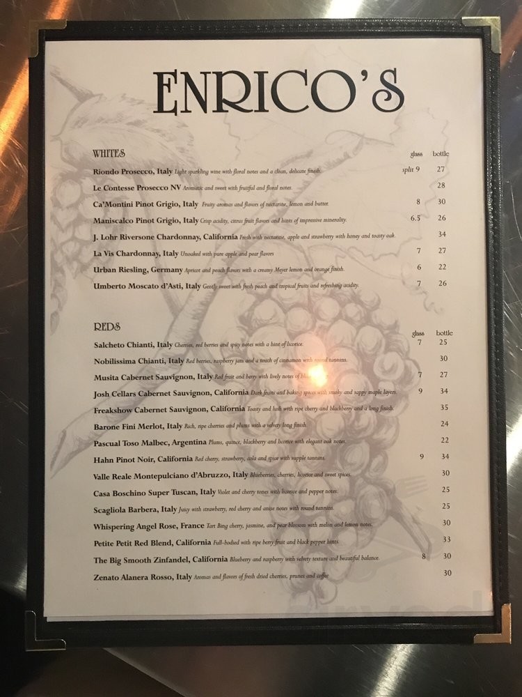 Enrico's Ristorante Pizzeria and Bar menu in Charlotte, North Carolina, USA