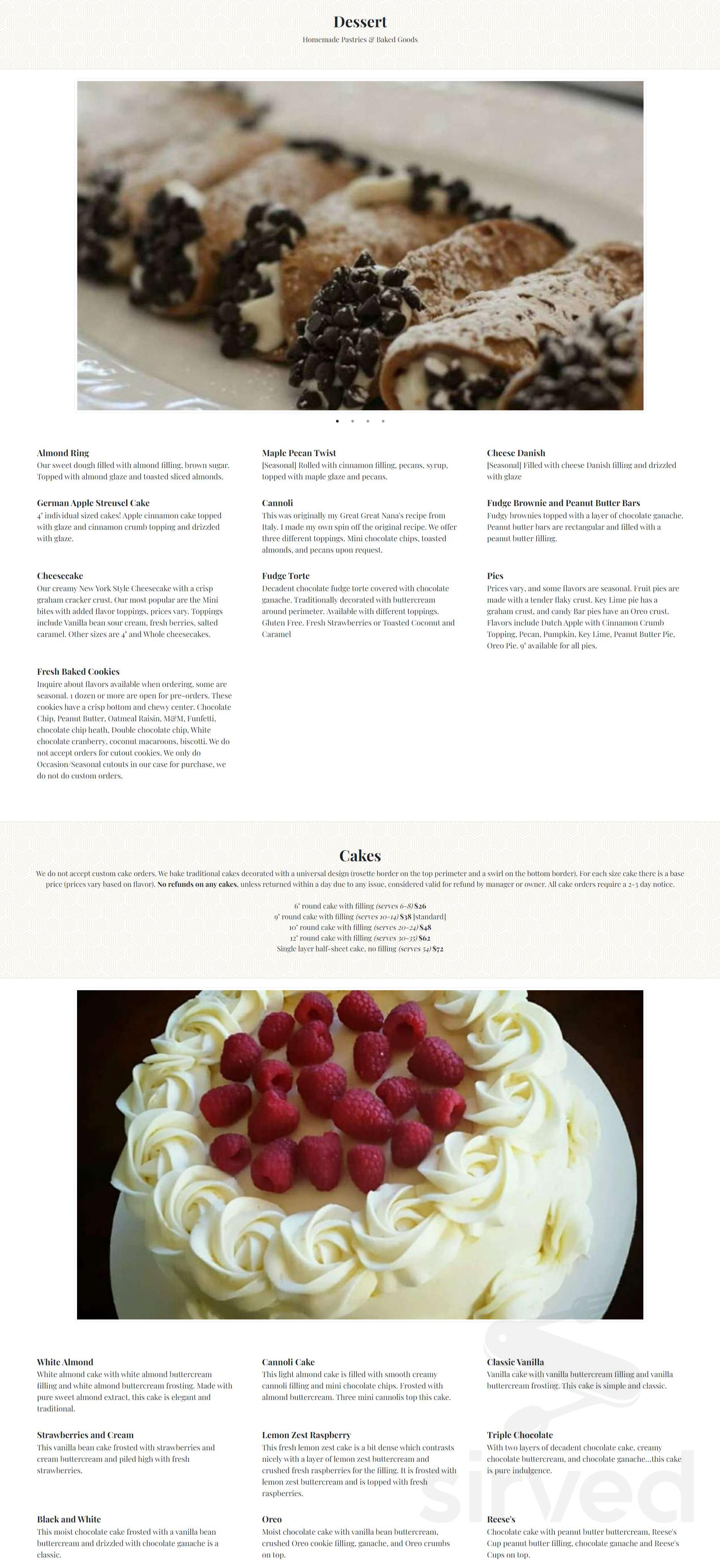 Kaylena Marie's Bakery menu in Buffalo, New York, USA