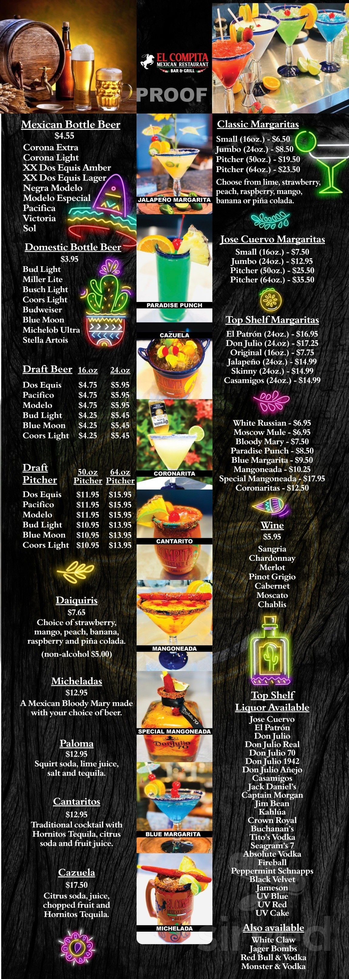 El Compita Mexican Bar And Grill menu in Davenport, Iowa, USA