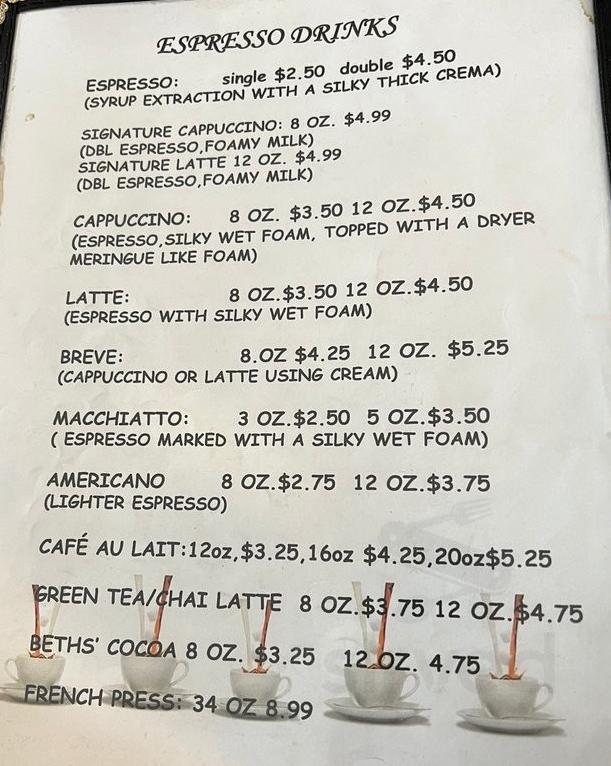 Beths Kitchen Cafe menu in Bridgton, Maine, USA
