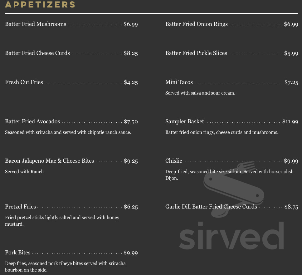 The Stockyard Grill & Saloon menu in Coon Valley, Wisconsin, USA
