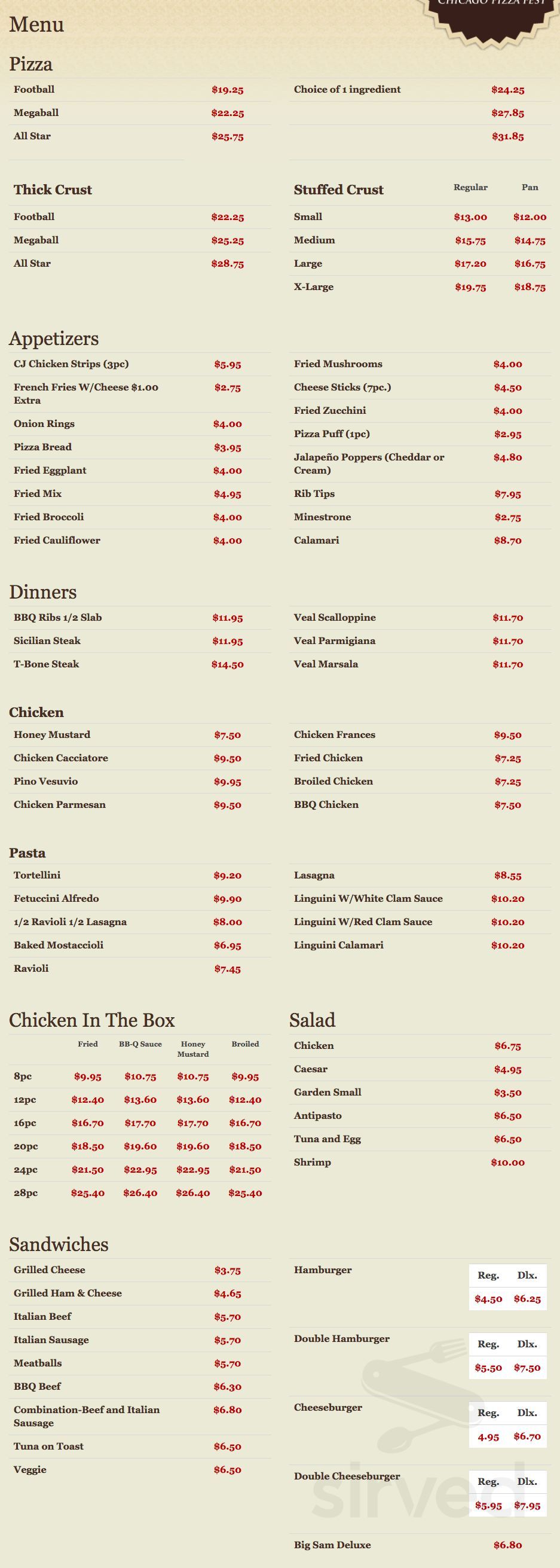 Mama Luna's menu in Chicago, Illinois, USA