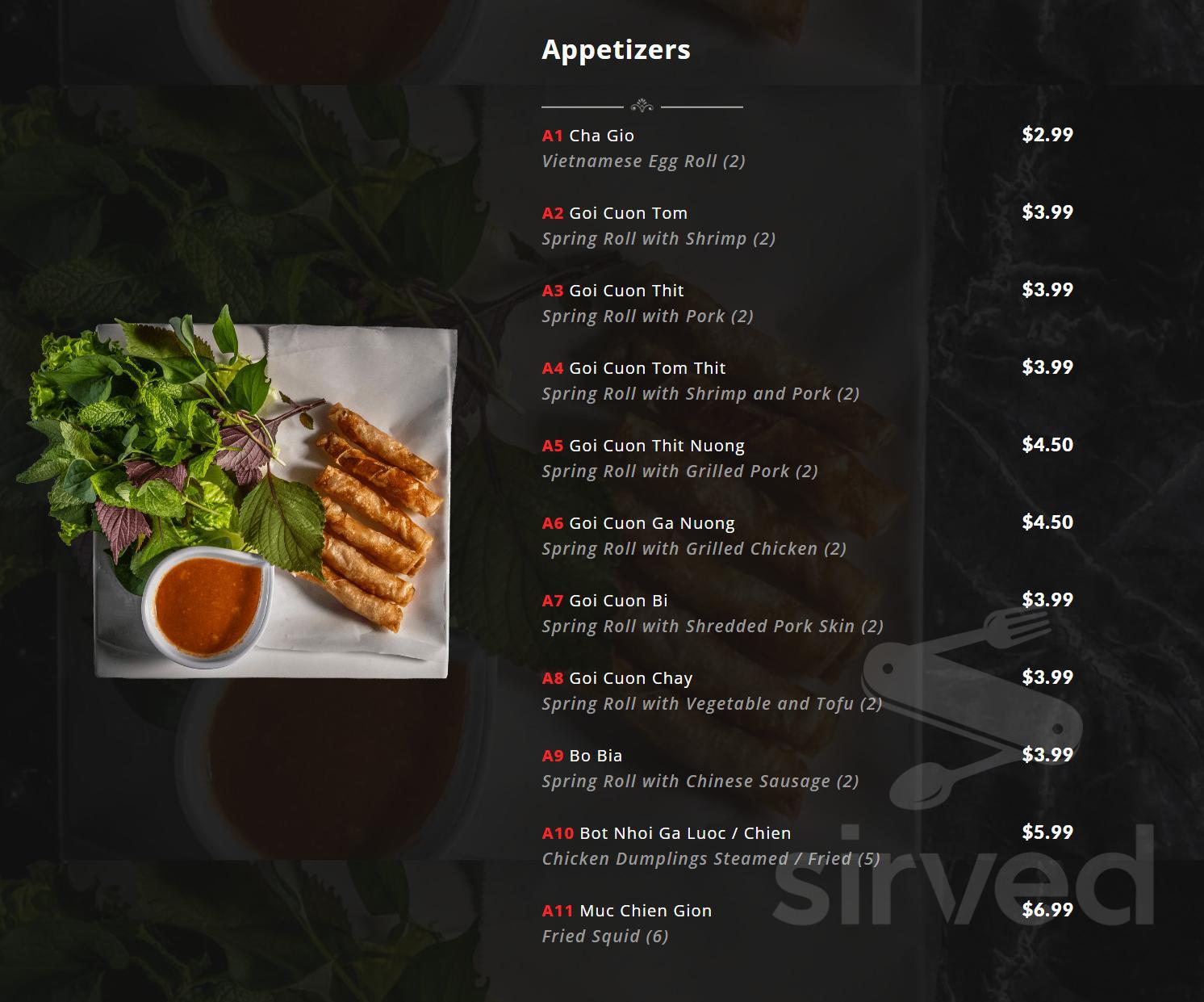 District One Saigon Street Food menu in Carrollton, Texas, USA