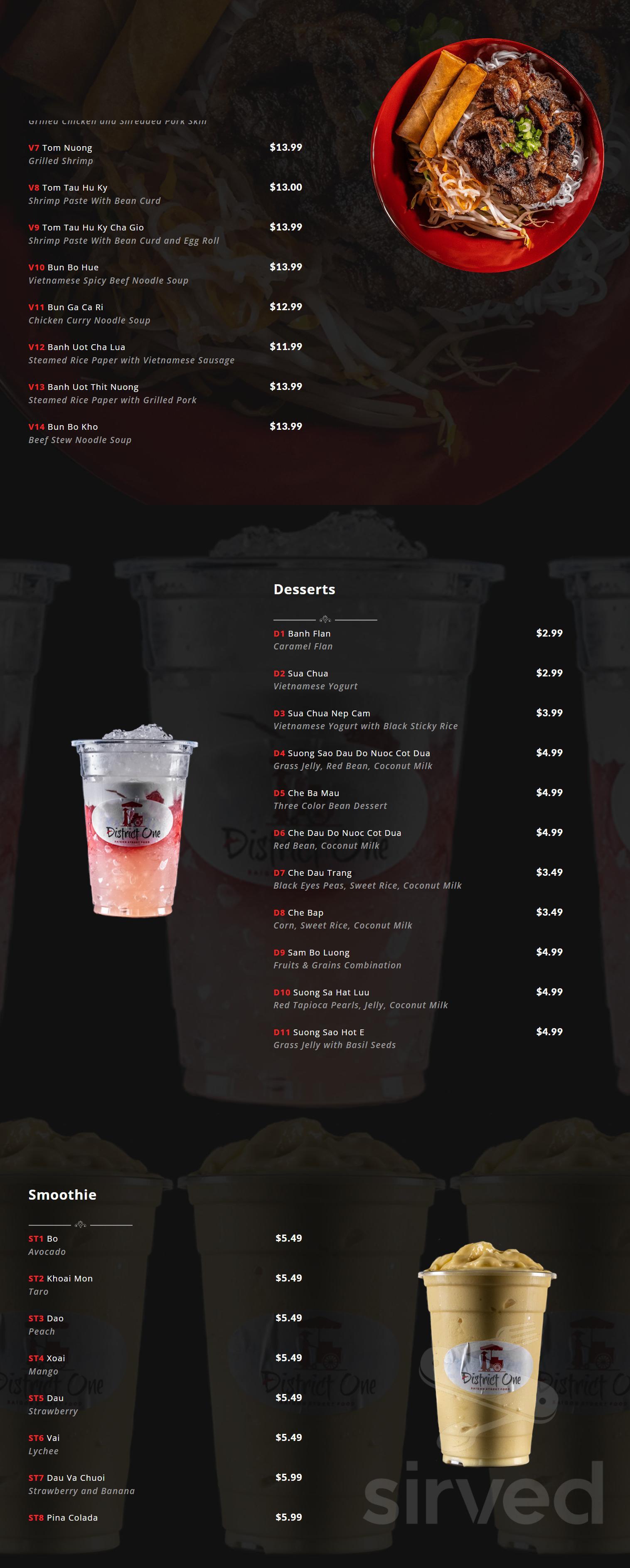 District One Saigon Street Food menu in Carrollton, Texas, USA