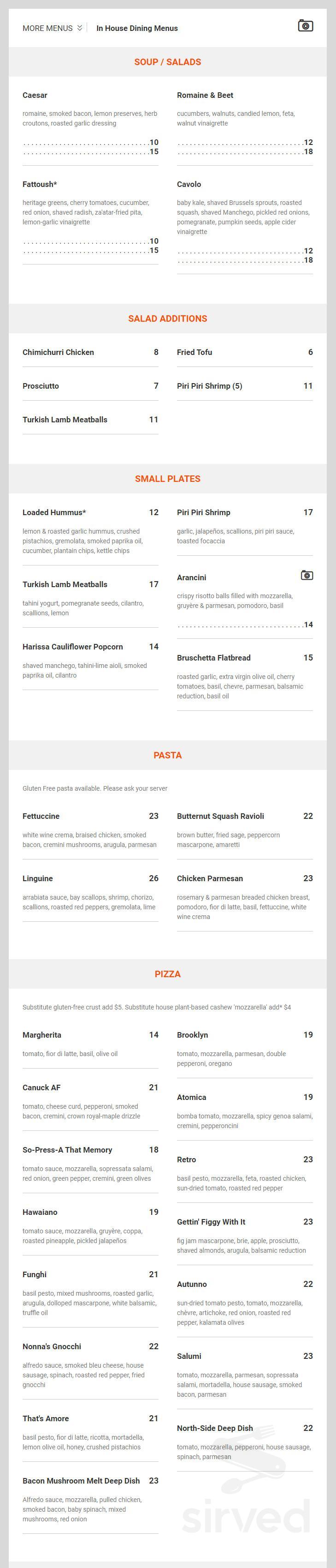 Menu - Kingston ON's Atomica Kitchen / Cocktails | Sirved