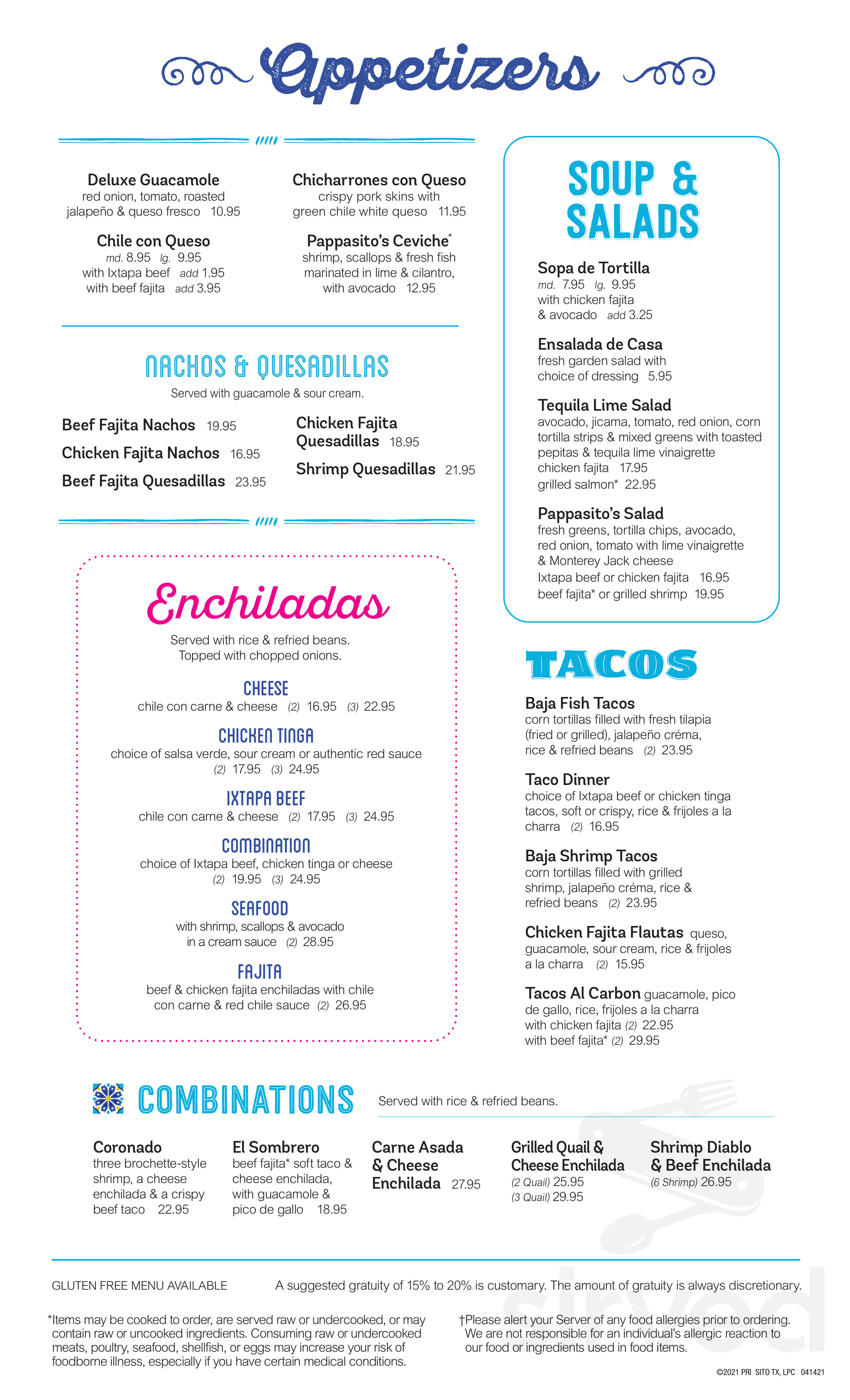 Pappasito s Cantina Menu In Houston Texas USA Pappasito s Cantina Menu In Houston Texas USA