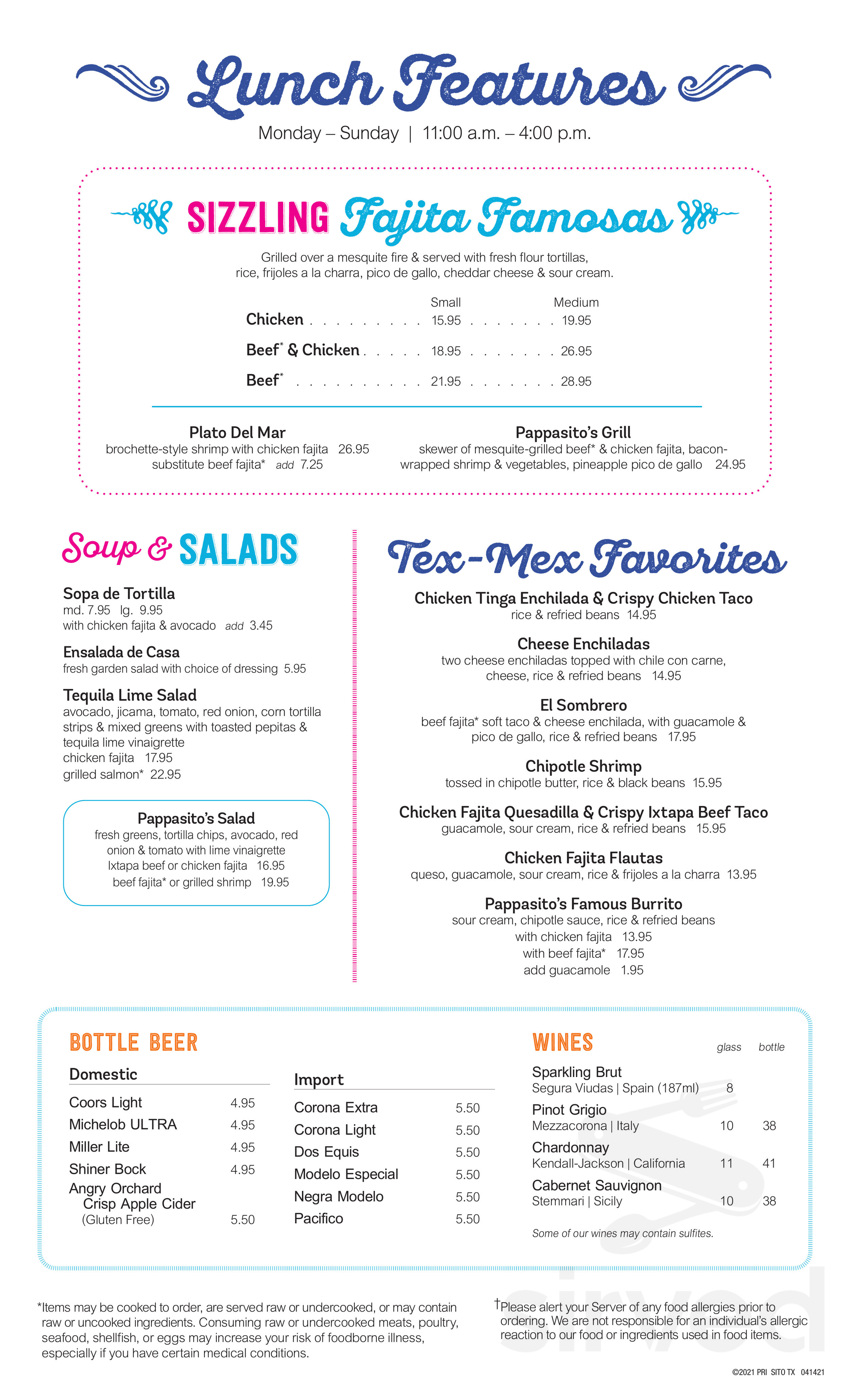 Pappasito s Cantina Menu In Houston Texas USA Pappasito s Cantina Menu In Houston Texas USA