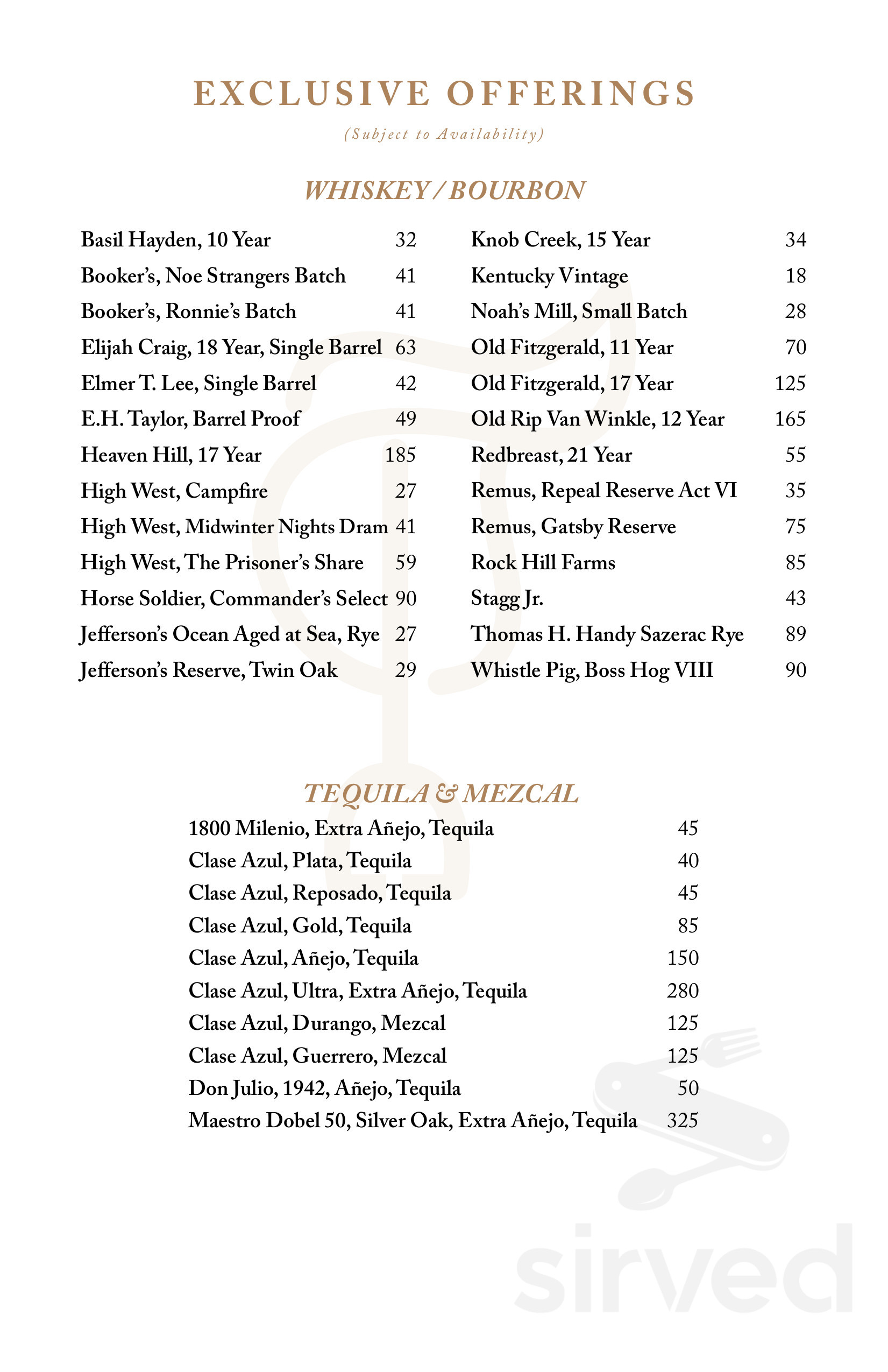 Stirrups Restaurant menu in Ocala, Florida, USA