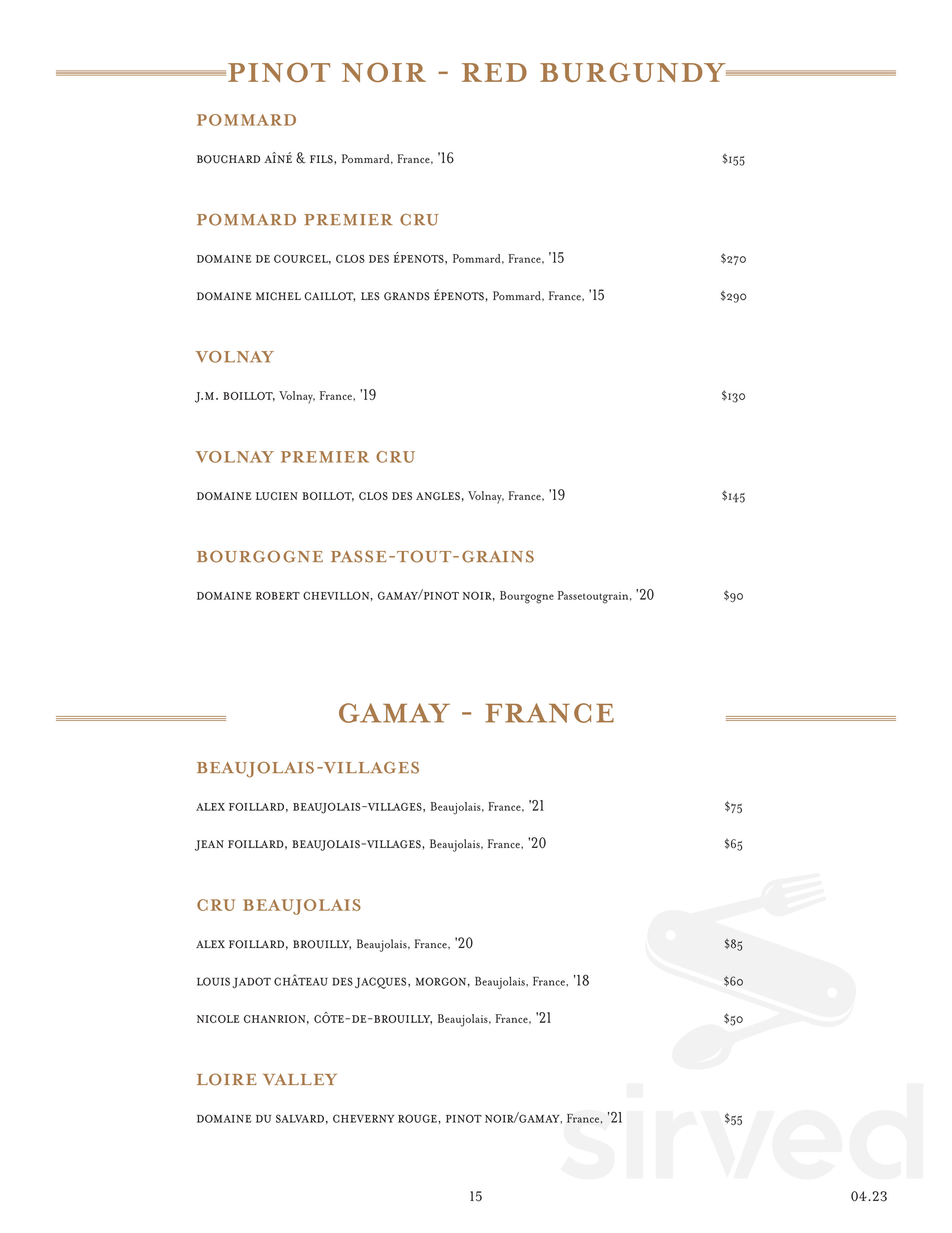 Stirrups Restaurant menu in Ocala, Florida, USA