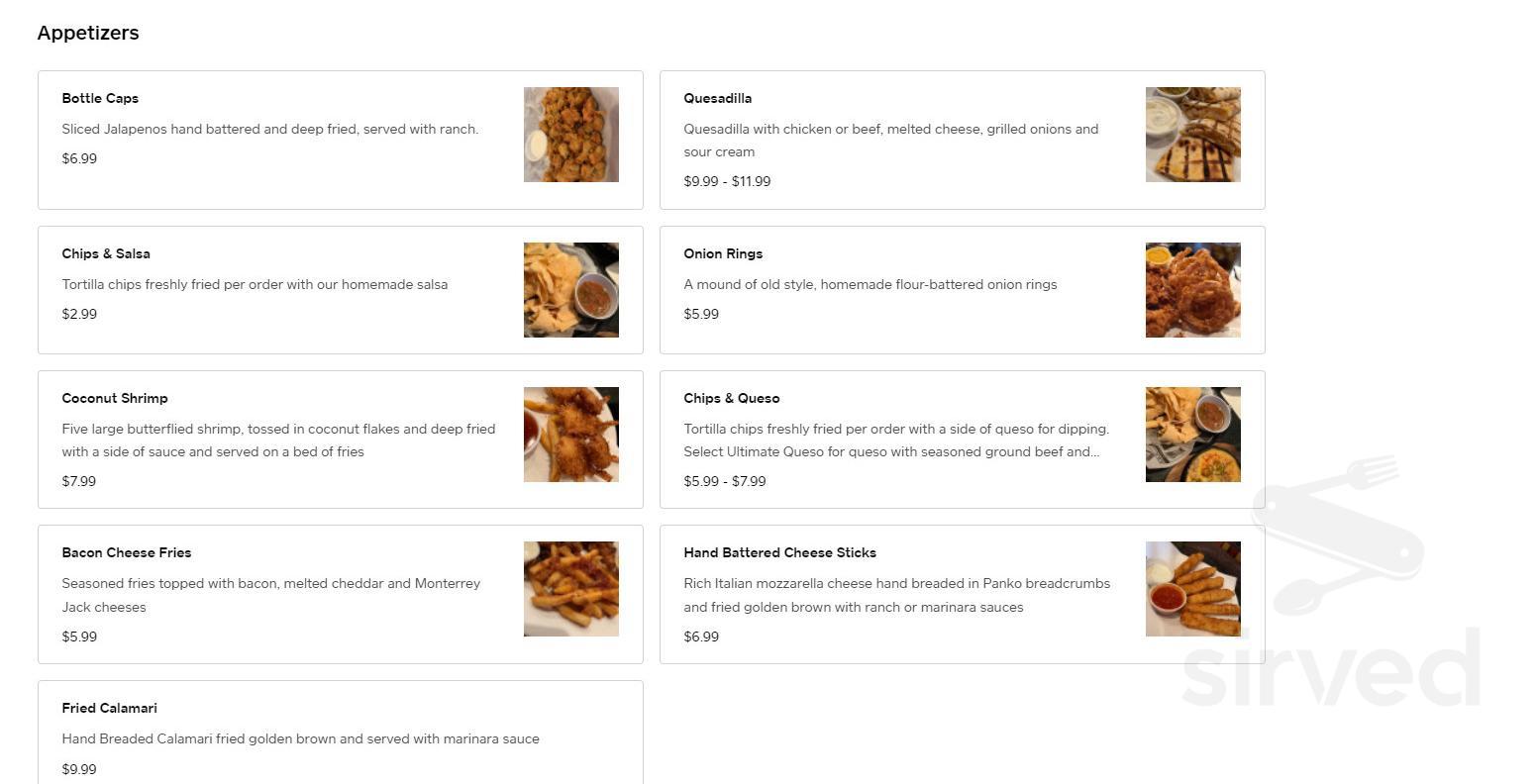 Sundowner's Bar & Grill menu in Henderson, Texas, USA