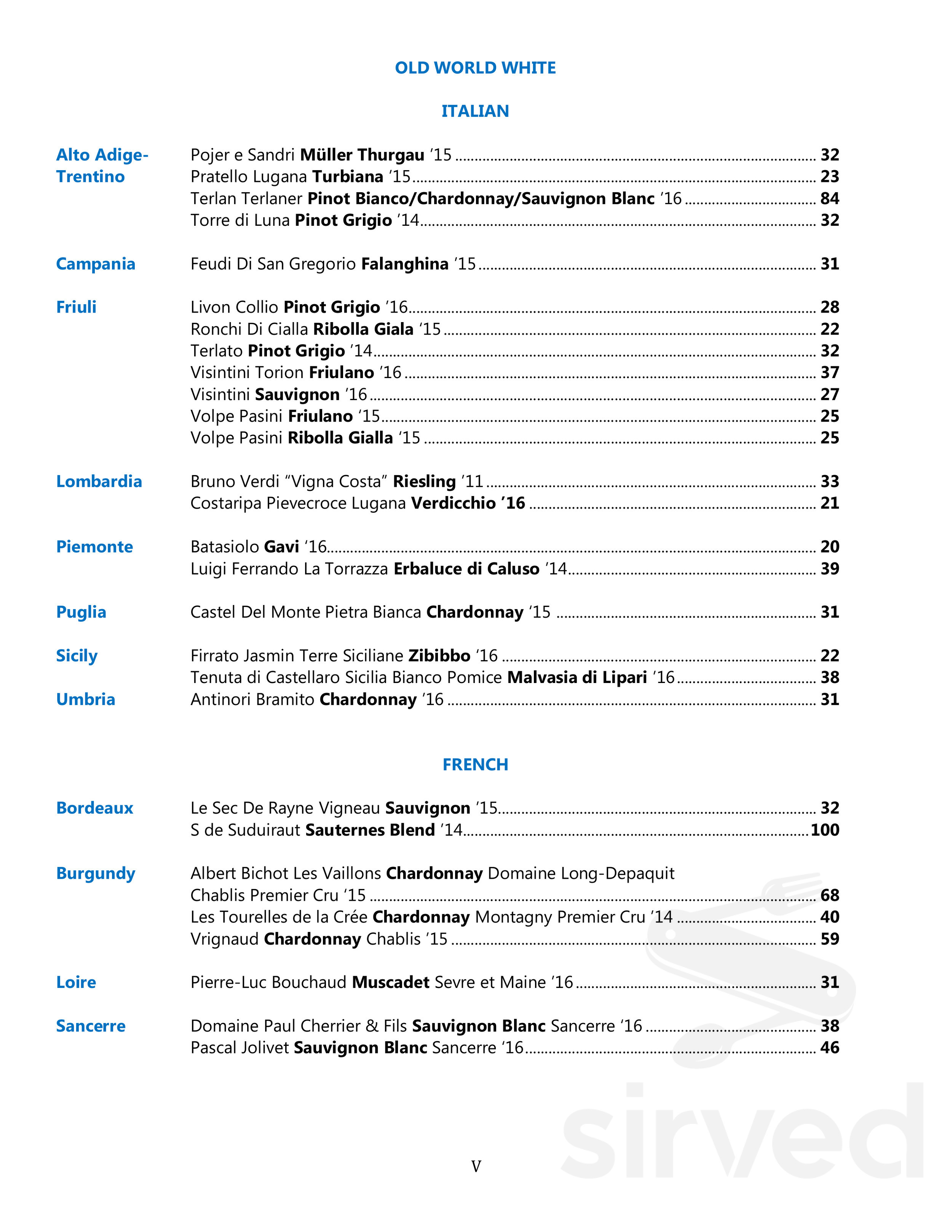 Coppa Osteria menu in Houston, Texas, USA