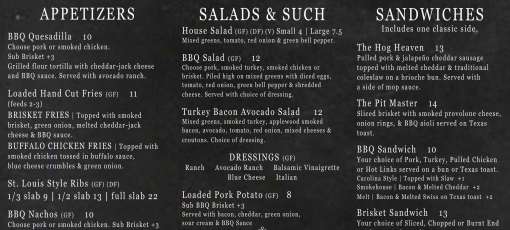 Menu for Georgia Boys BBQ - Longmont in Longmont, CO | Sirved