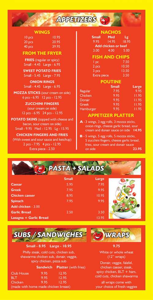 Snappy Tomato Pizza Dartmouth Wyse Rd. menu in Dartmouth, Nova Scotia ...