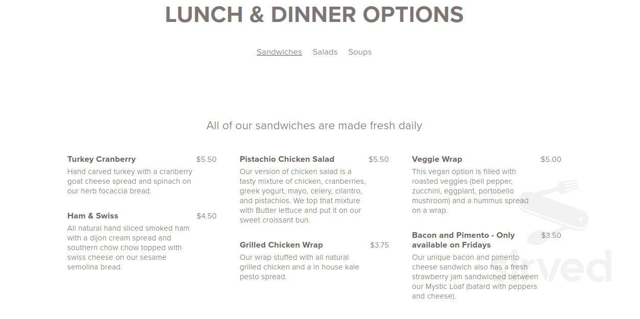 Menu - Covington GA's Bread and Butter Bakery | Sirved