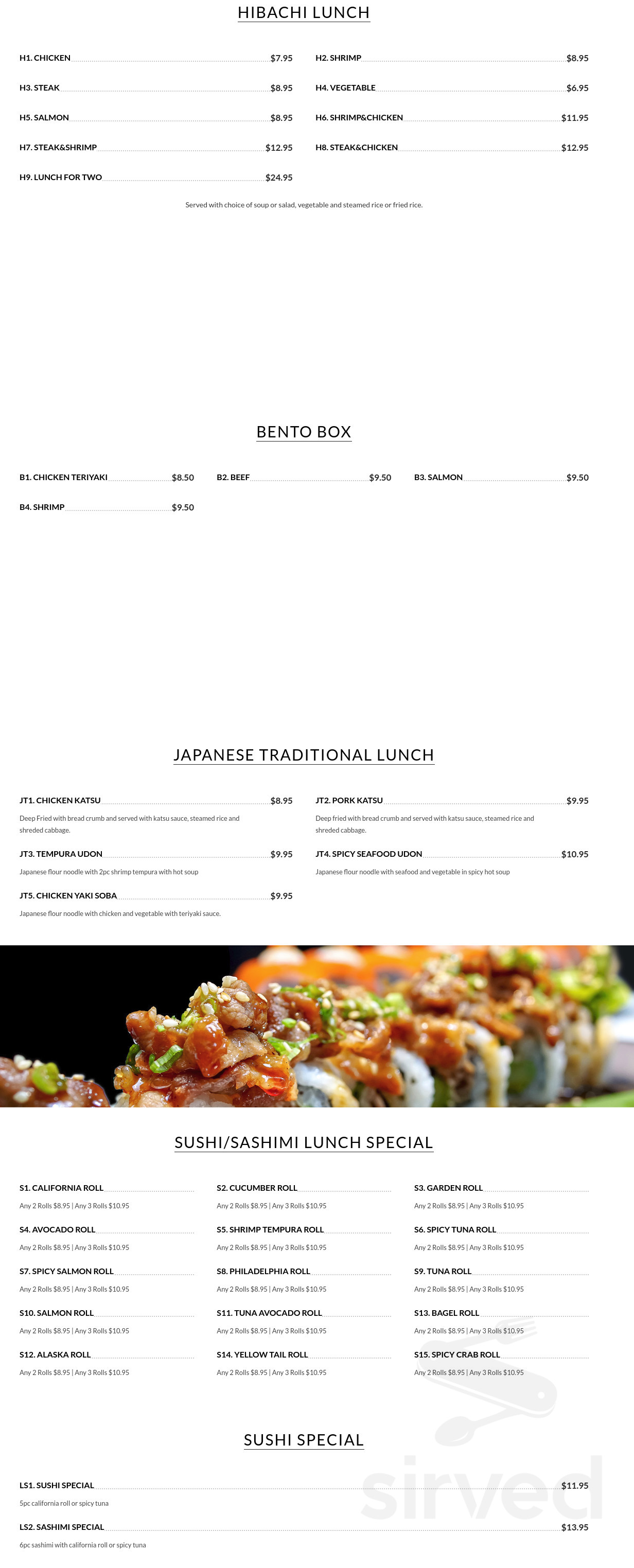 Ichiban Japanese Steak and Sushi menu in Rome, Georgia, USA