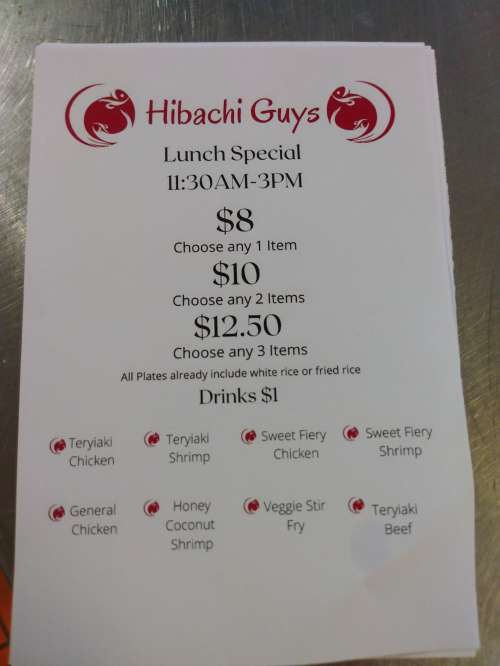 Hibachi Guys Restaurant menu in Roanoke, Virginia, USA