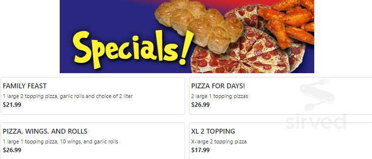 Five Star Pizza menu in Tallahassee, Florida, USA