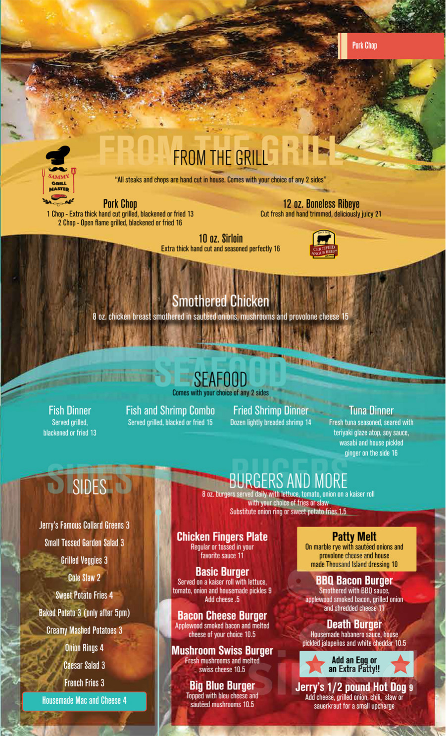 Jerry's Grille menu in Jacksonville, Florida, USA