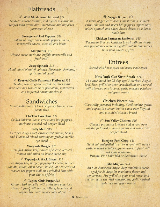 The Vineyards at Pine Lake menus in Columbiana, Ohio, United States