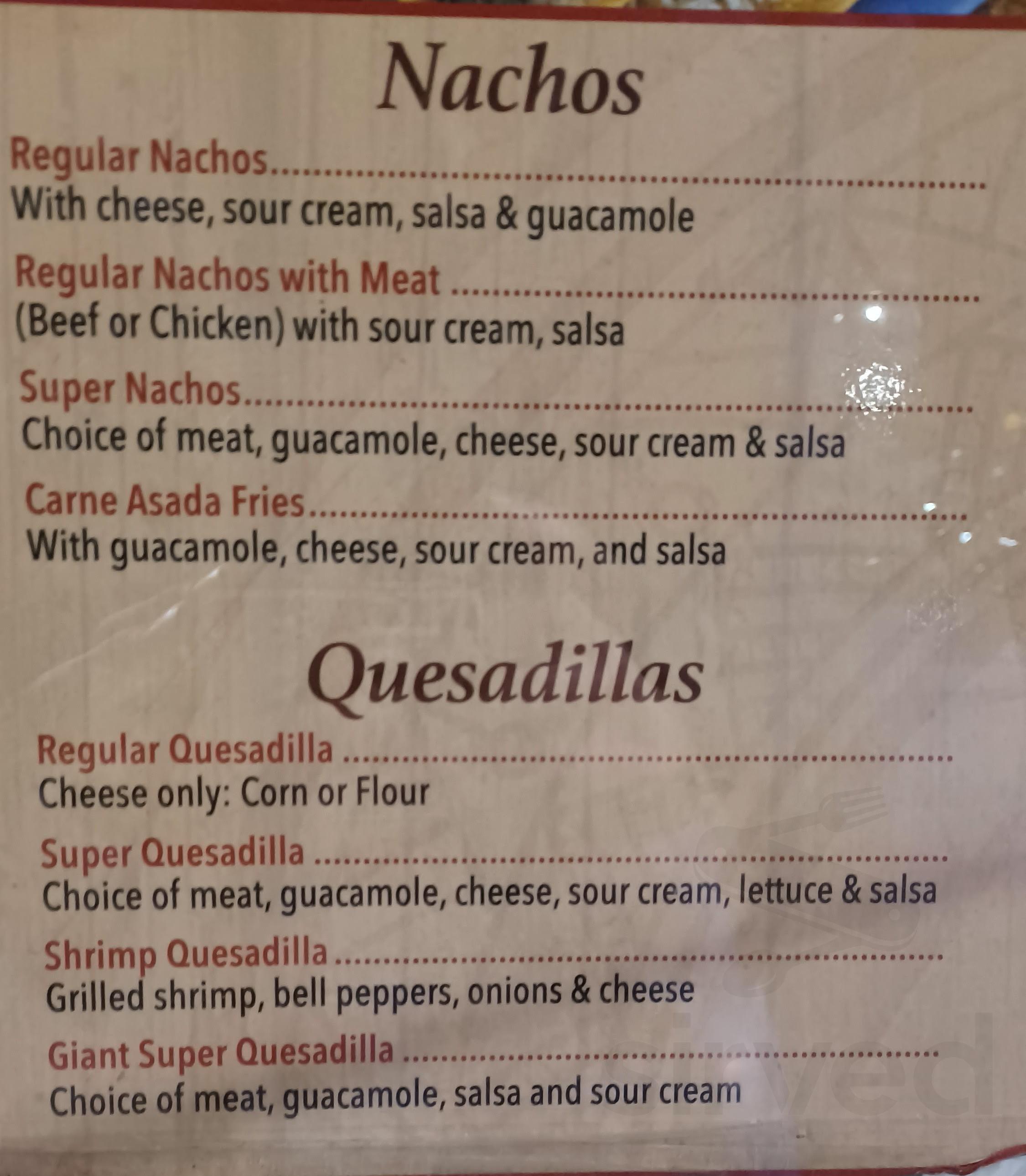 Las Cazuelas Taqueria menu in Seaside, California, USA