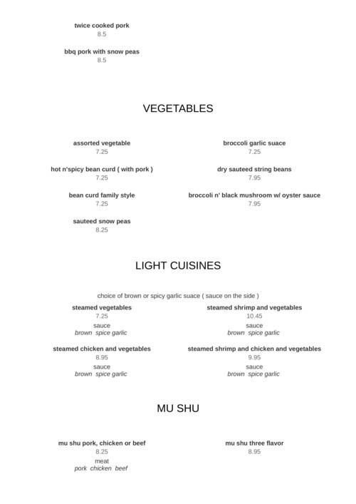 Great Dragon Chinese Cuisine menu in Fort Mohave, Arizona, USA